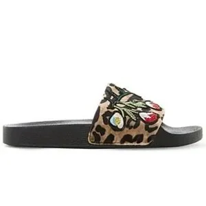 Steve Madden | Shoes | Steve Madden Leopard Print Patch Slides | Poshmark